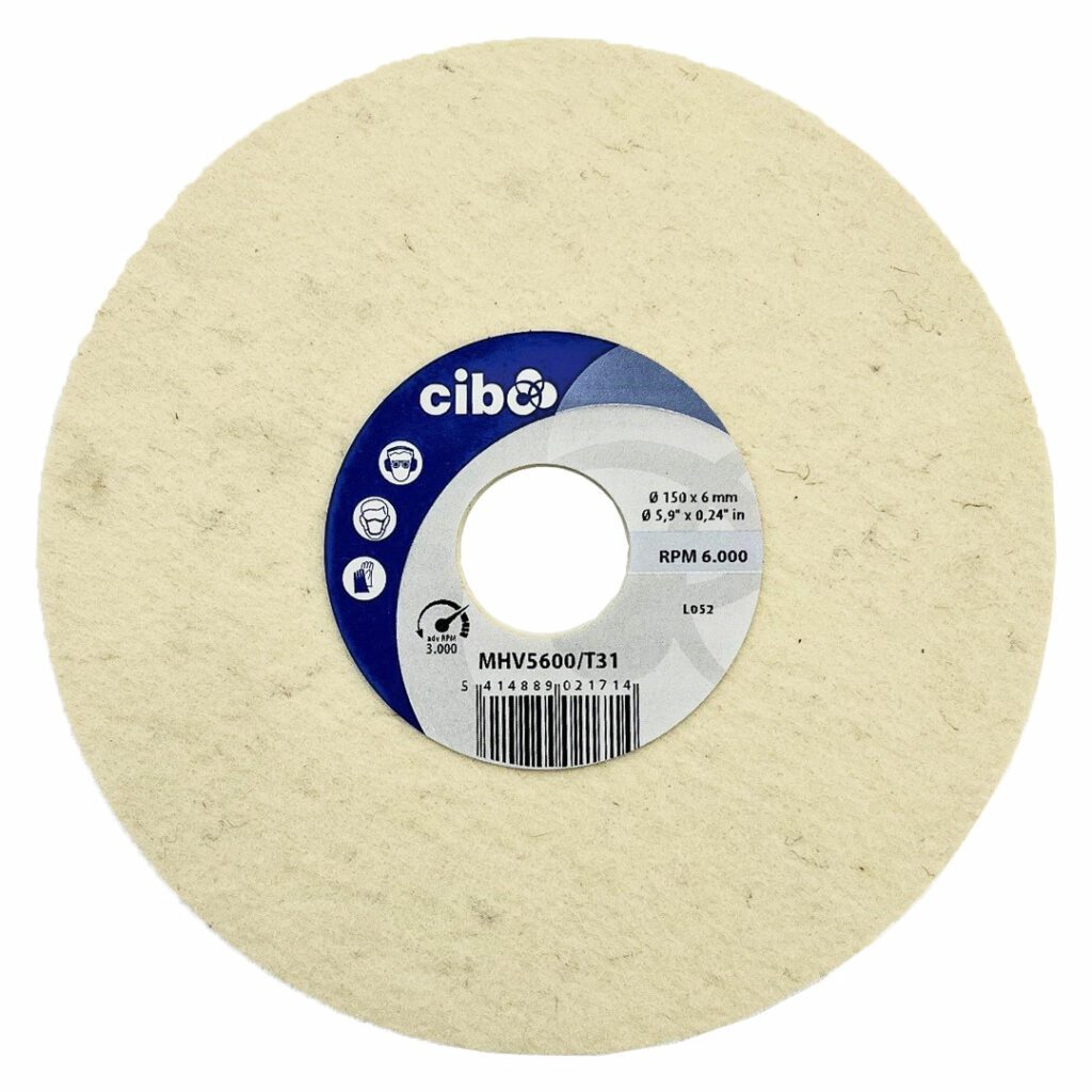 Felt disc Hard 150mm x 6mm x 25.4mm centre hole - Abrasive Finishing ...