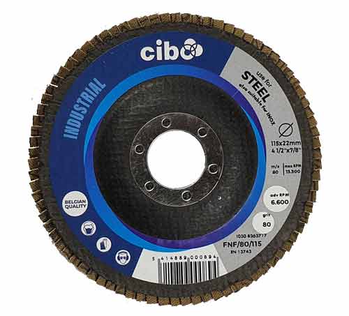 FNF Flat zirconium 80 grit flap disc 115 dia x 22mm - Abrasive ...
